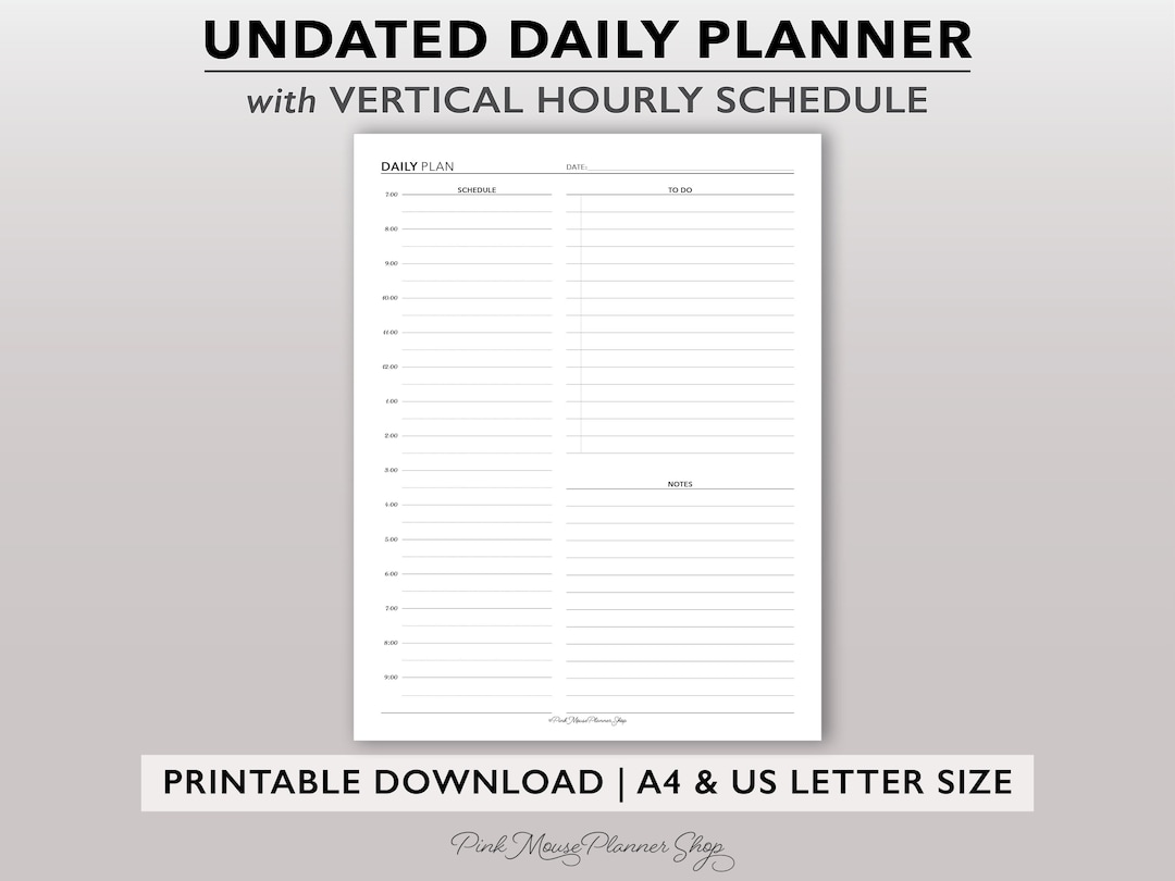 Daily Planner Printable, Day per Page Undated Planner Insert PDF, One ...