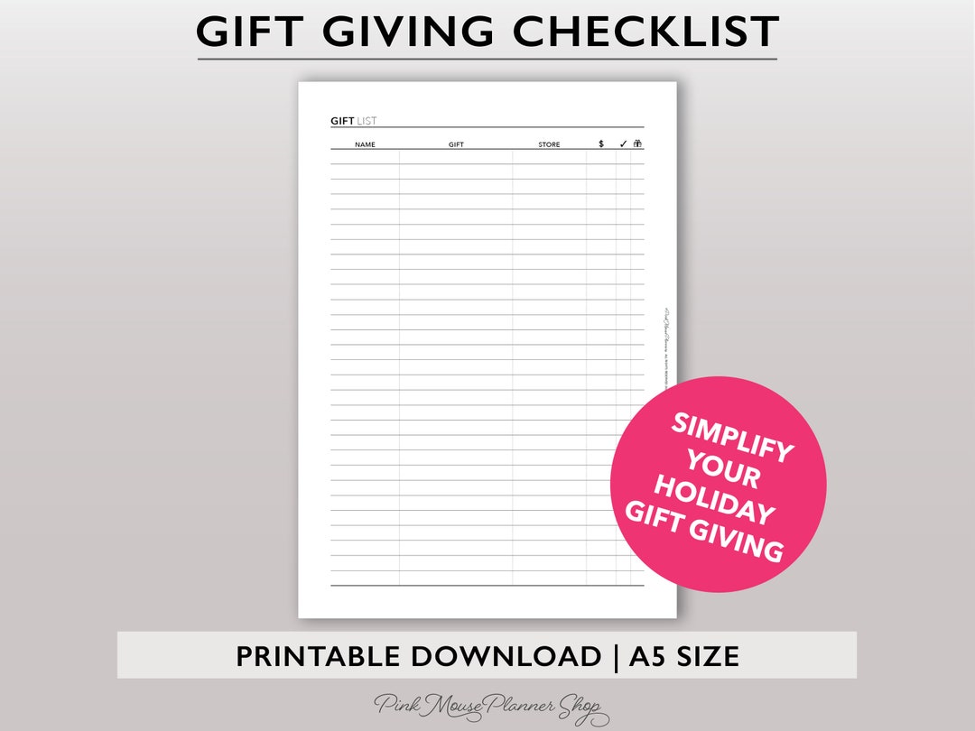 Printable Gift List Planner Insert, Holiday Gift Tracker, Christmas ...