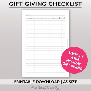 Printable Gift List Planner Insert, Holiday Gift Tracker, Christmas ...