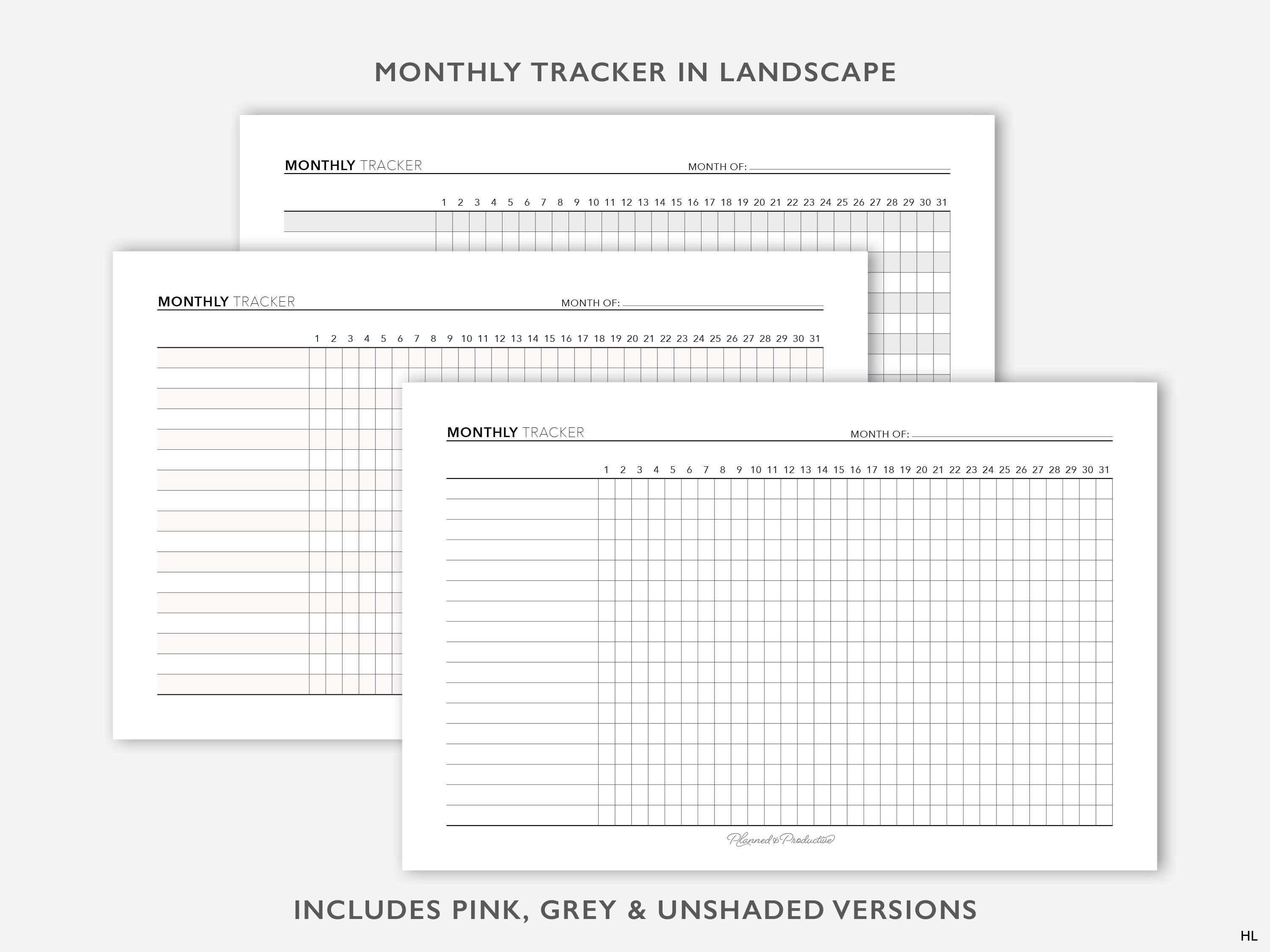 Printable Tracker Bundle Planner Insert, Weekly Tracker Page, Monthly ...