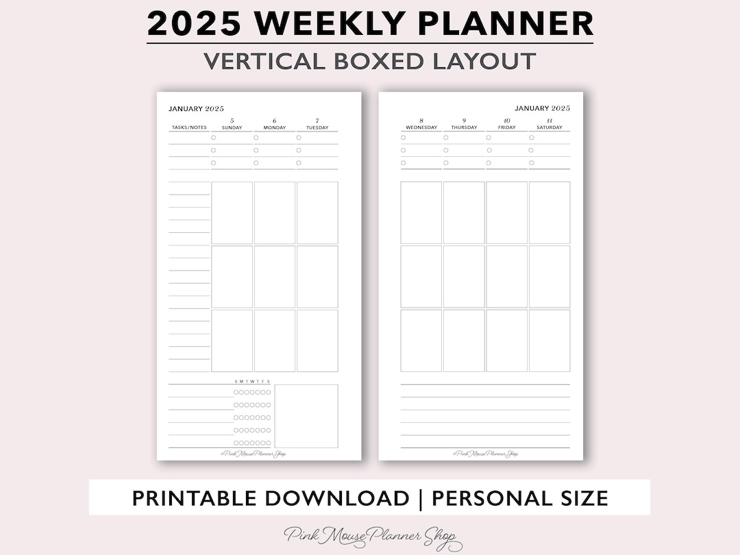 2025 Vertical Weekly Planner Printable, 2025 Weekly Planner Template ...