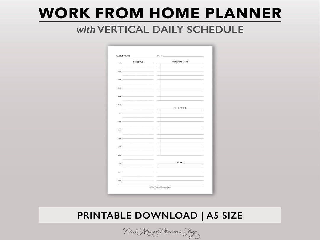 Work From Home Daily Planner Printable, Day per Page Undated Planner ...