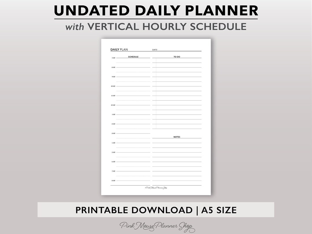 Daily Planner Printable, Day per Page Undated Planner Insert, One Page ...