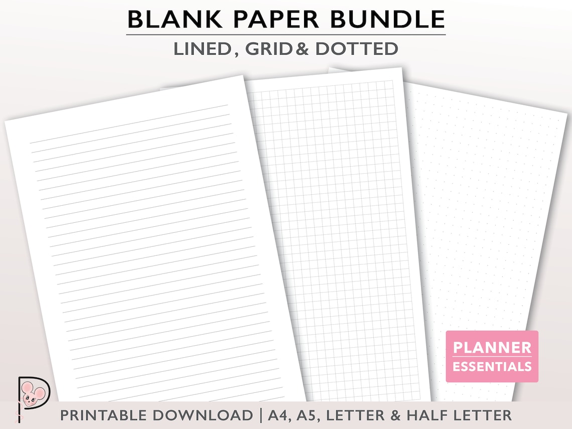 Printable Lined Paper Printable Dot Grid Paper Graph Paper - Etsy