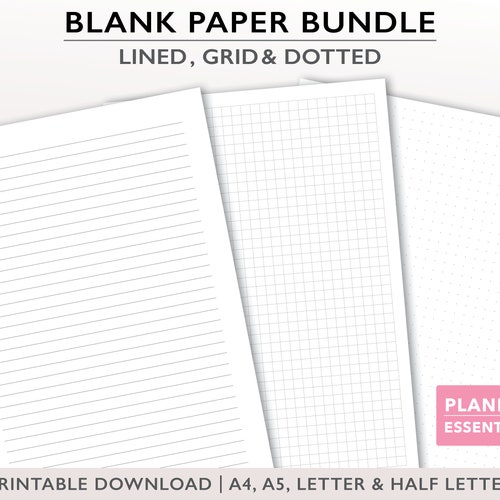 Printable Lined Paper Printable Dot Grid Paper Graph Paper - Etsy