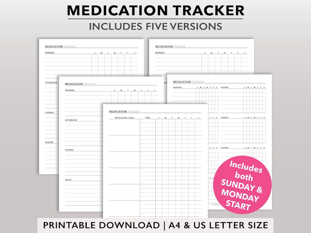 Printable Medication Tracker, Medication Chart Template, A4 | Letter ...