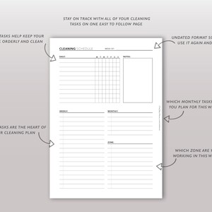 A5 Size Cleaning Schedule Printable, Zone Cleaning Planner Page, Weekly ...