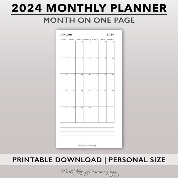 Month on One Page Personal 2024 - Etsy