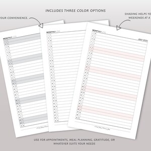 2024 Vertical Monthly Printable Planner Inserts, Dated Vertical Month ...