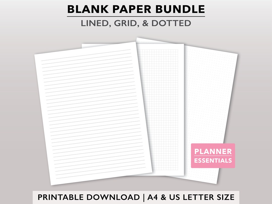 Printable Lined Paper, Printable Dot Grid Paper, Graph Paper Page, Note ...