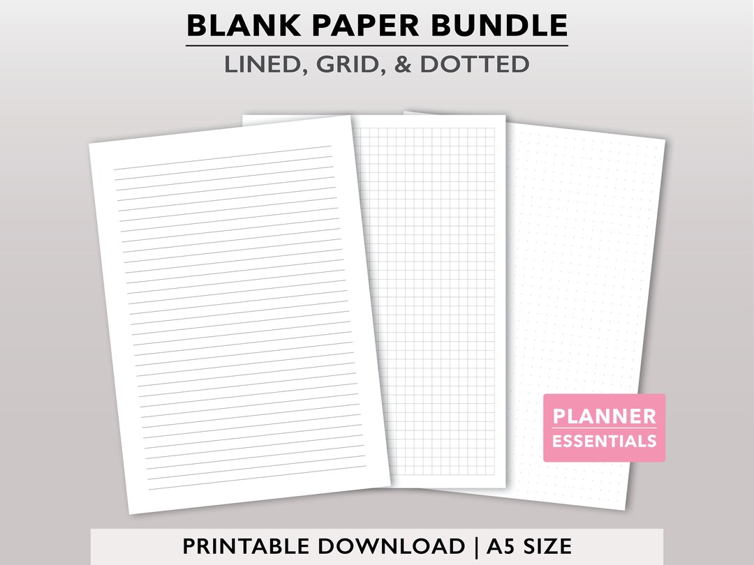 Printable Lined Paper, Printable Dot Grid Paper, Graph Paper Page, Note ...