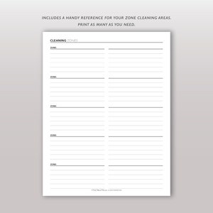 A4 / U.S. Letter Size Cleaning Schedule Printable, Zone Cleaning ...