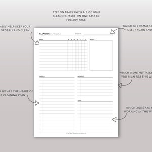 A4 / U.S. Letter Size Cleaning Schedule Printable, Zone Cleaning ...