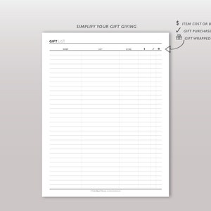 Printable Gift List Planner Insert, Holiday Gift Tracker, Christmas ...