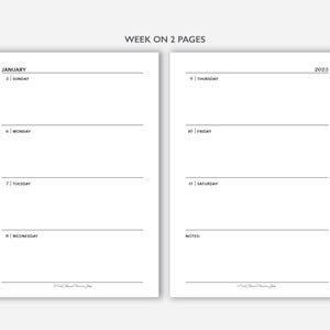 2025 Weekly Planner Printable, A5 Weekly Calendar for Ring Binders, Minimalist Week on 2 Pages ...
