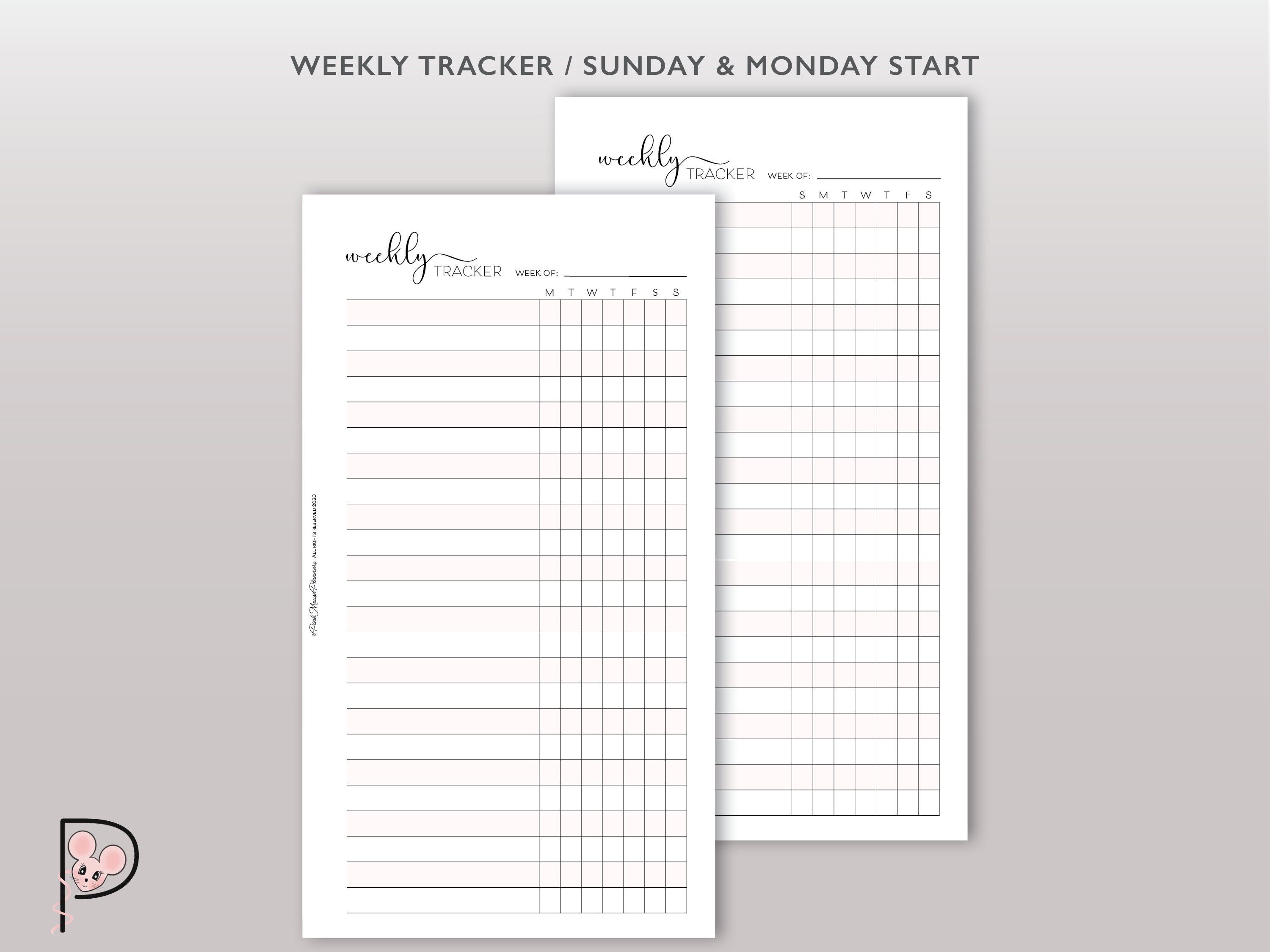 Printable Tracker Bundle Planner Insert, Weekly Tracker Page, Monthly ...