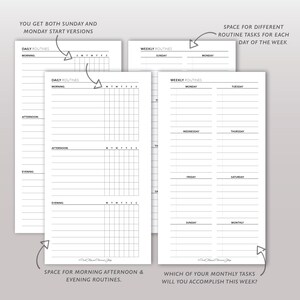 Routine Checklist Printable Planner Insert, Daily Routine Page, Weekly ...