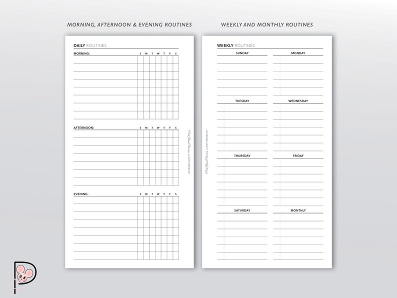 Routine Checklist Printable Planner Insert Daily Routine - Etsy