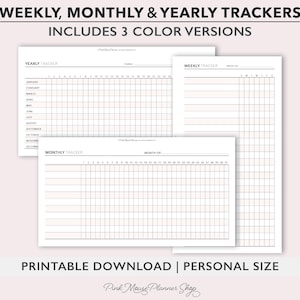 Printable Tracker Bundle Planner Insert, Weekly Tracker Page, Monthly ...