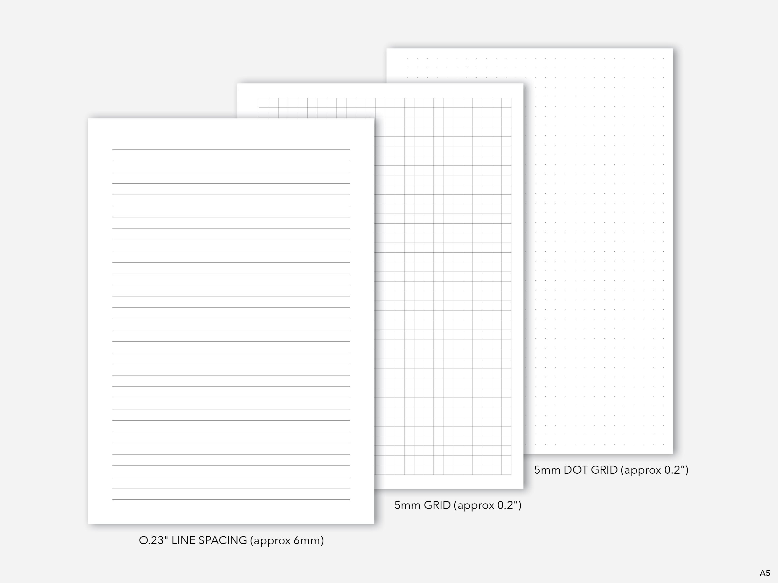 Lined, Grid and Dotted Paper Bundle, Printable PDF Files for A4 | A5 ...
