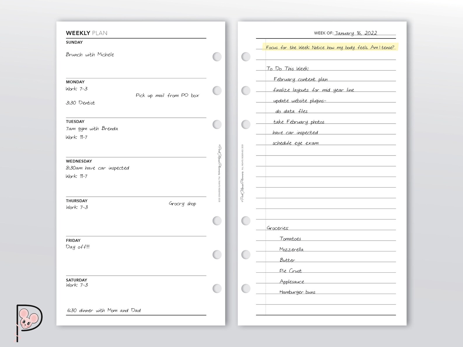 Undated Weekly Planner Printable 2 Page per Week WO2P Weekly - Etsy