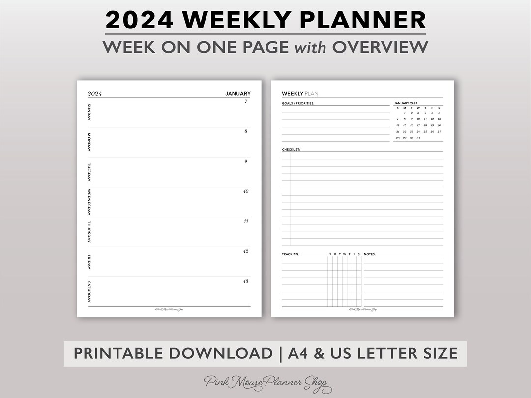 2024 Weekly Planner Printable, Letter Size Weekly Planner Template ...