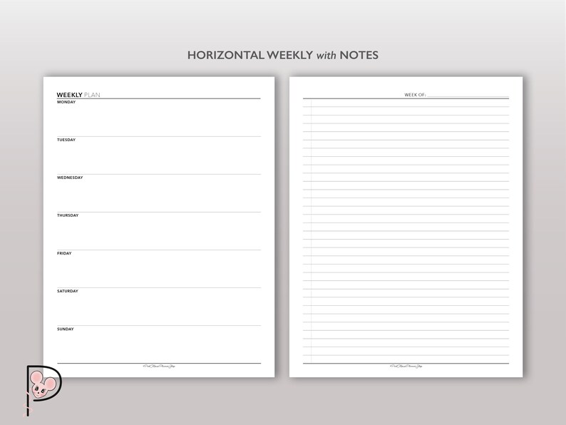 Undated Weekly Planner Printable, 2 Page per Week, WO2P Weekly ...