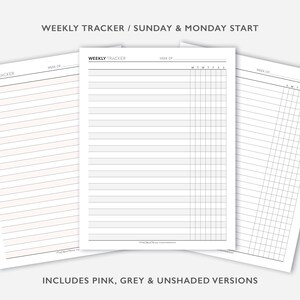 Printable Tracker Bundle Planner Insert, Weekly Tracker Page, Monthly ...