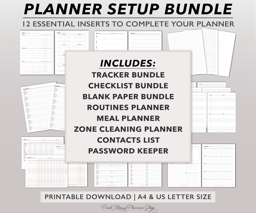 Printable Planner Insert Bundle A4 / US Letter Sizes, Routine Planner ...