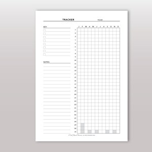 Vertical Yearly Tracker, Printable Planner Insert, Yearly Mood Tracker ...