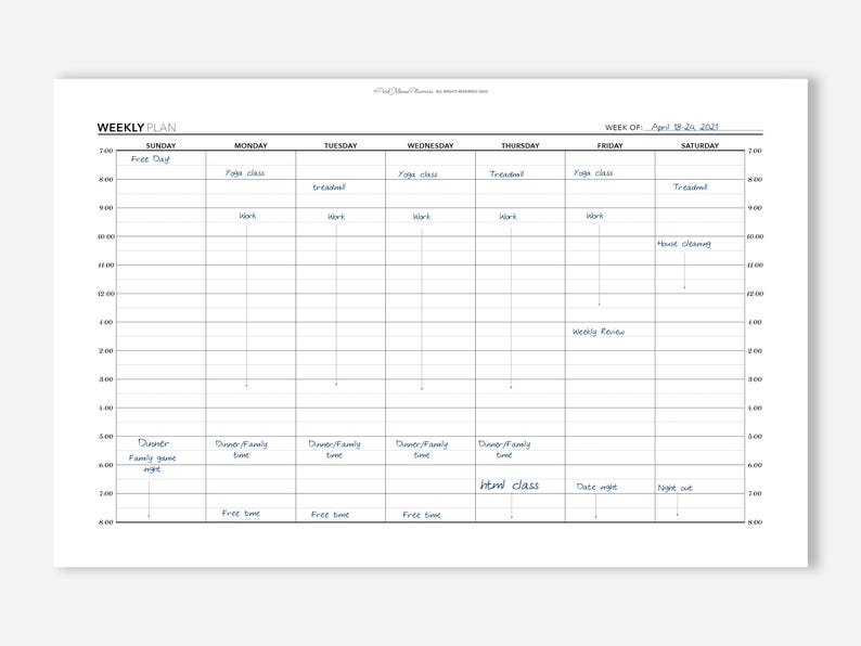 30 Minute Weekly Schedule Printable, Time Block Planner Insert, Hourly ...