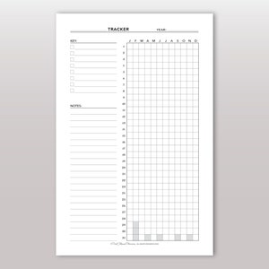 Vertical Yearly Tracker, Printable Planner Insert, Yearly Mood Tracker ...