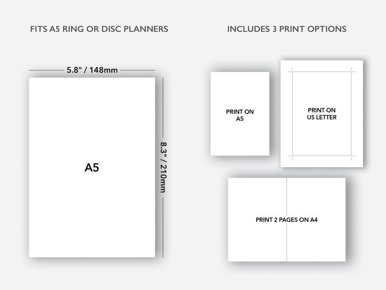 Two Page per Day Daily Planner Printable for A5, Day on 2 Page Planner ...