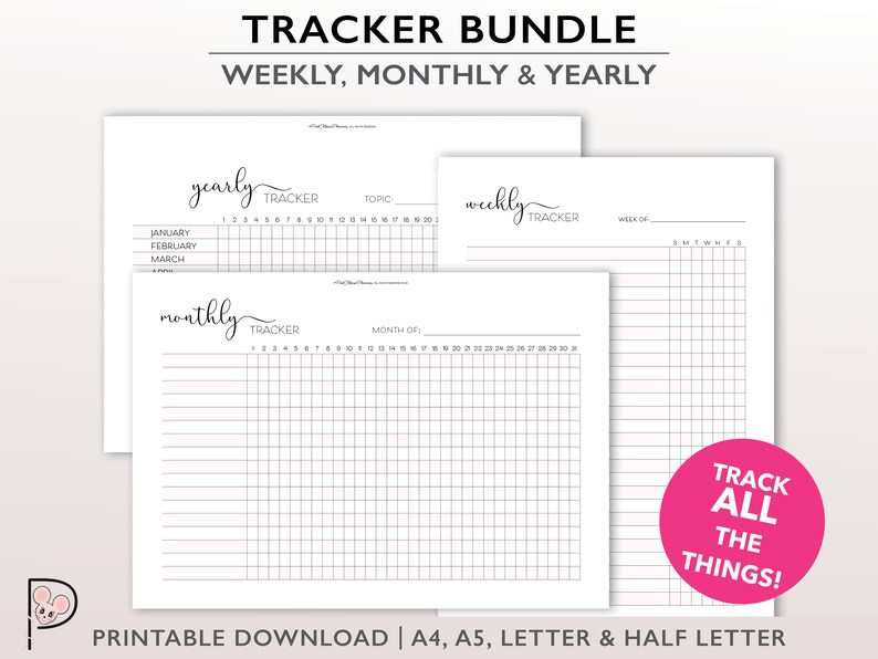 Printable Tracker Bundle Planner Insert Weekly Tracker | Etsy
