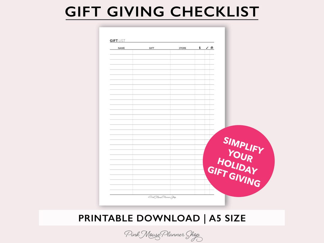 Printable Gift List Planner Insert, Holiday Gift Tracker, Christmas ...