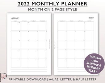 Month on 2 Pages | Etsy