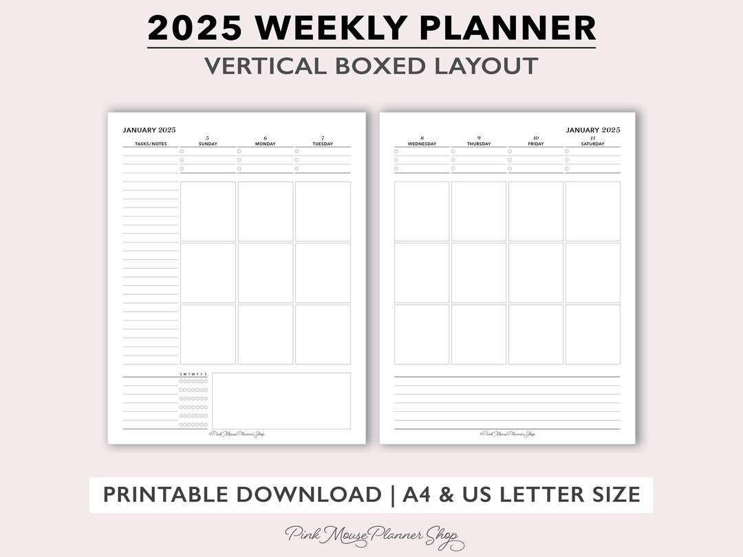 Buy 2025 Vertical Weekly Planner Printable, 2025 Planner Template, Big ...