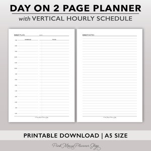 Two Page per Day Daily Planner Printable for A5, Day on 2 Page Planner ...