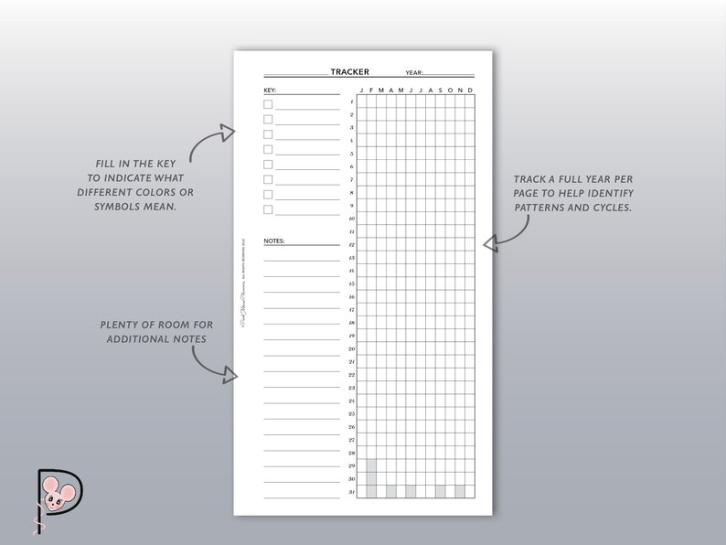 Vertical Yearly Tracker Printable Planner Insert Habit - Etsy