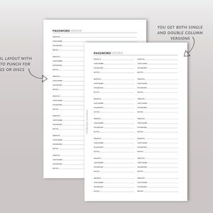 Printable Password Keeper, Password Tracker Page, Password Log Planner ...