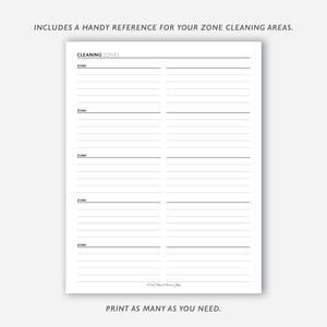 A4 / U.S. Letter Size Cleaning Schedule Printable, Zone Cleaning ...