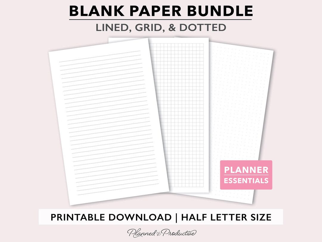 Printable Lined Paper, Printable Dot Grid Paper, Graph Paper Page, Note ...