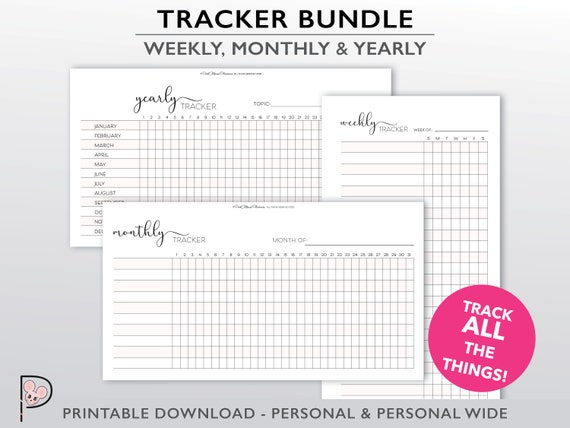 Printable Tracker Bundle Planner Insert Weekly Tracker - Etsy