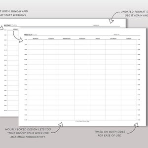 Undated Weekly Schedule Printable, Time Block Planner Insert, Hourly ...