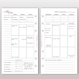 Undated Weekly Planner Printable, Vertical Week on 2 Page Layout, WO2P ...