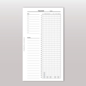 Vertical Yearly Tracker Printable Planner Insert, Habit Tracker Insert ...