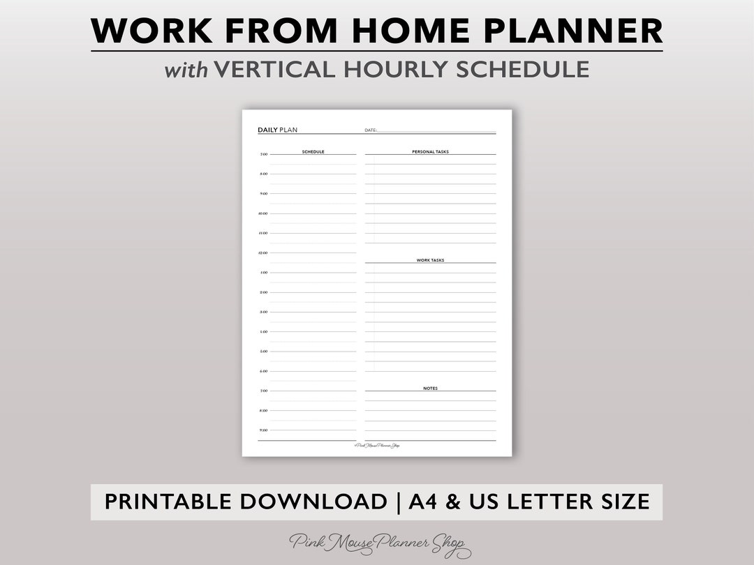 Work From Home Daily Planner Printable, Day per Page Undated Planner ...