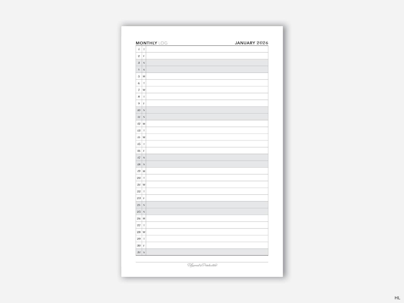 2026 Vertical Monthly Printable Planner Inserts, Dated Vertical Month ...