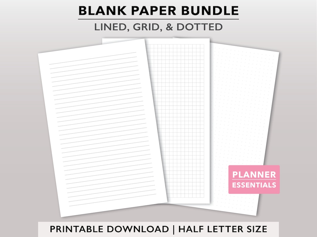 Printable Lined Paper, Printable Dot Grid Paper, Graph Paper Page, Note ...