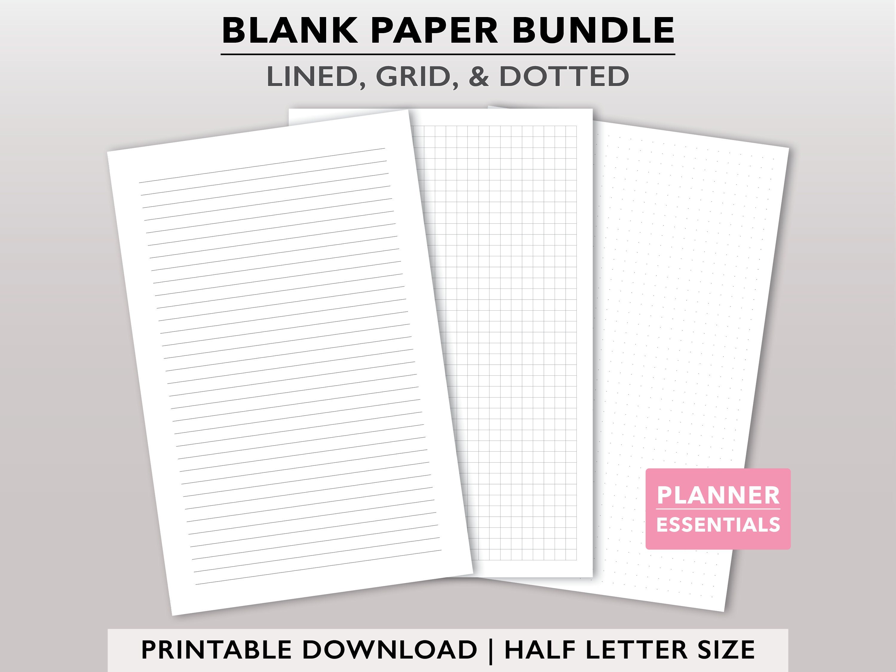 Printable Lined Paper, Printable Dot Grid Paper, Graph Paper Page, Note ...